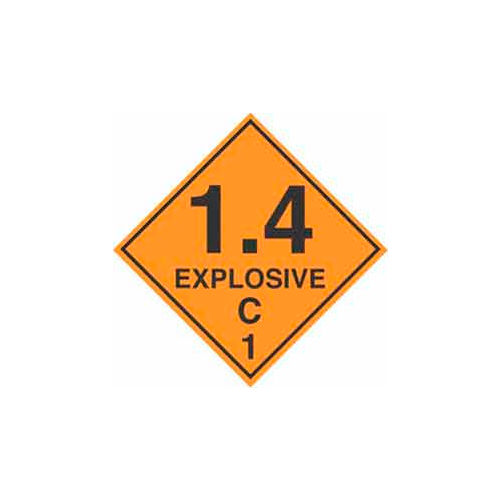 "1.4 Explosive C" Hazard Class 1 Labels, 4"L x 4"W, Orange & Black ...