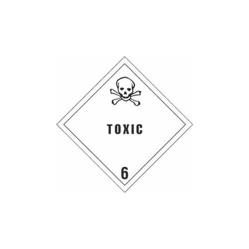 "Toxic" Hazard Class 6 Labels, 4"L x 4"W, White & Black, Roll of 500