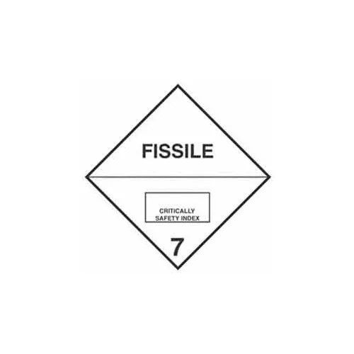 "Fissile" Hazard Class 7 Labels, 4"L x 4"W, White & Black, Roll of 500