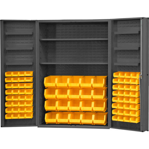 Durham Storage Bin Cabinet DC48-842S6DS-95 - 84 Yellow Hook-on Bins ...