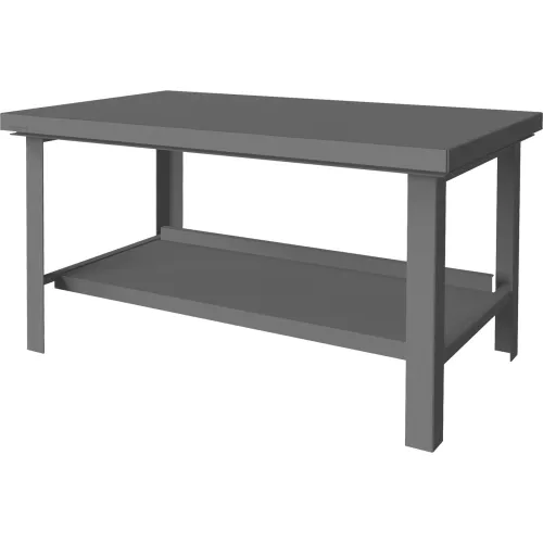Durham Mfg. Standard Workbench W/ Shelf & Steel Square Edge, 60"W x 36 ...