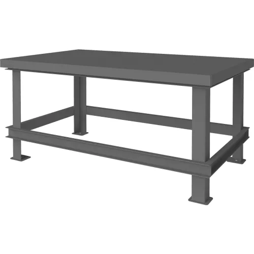 Durham Mfg. Stationary Machine Table W/ Shelf, Steel Square Edge, 60"W ...