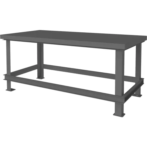 Durham Mfg. Stationary Machine Table W/ Shelf, Steel Square Edge, 72"W ...
