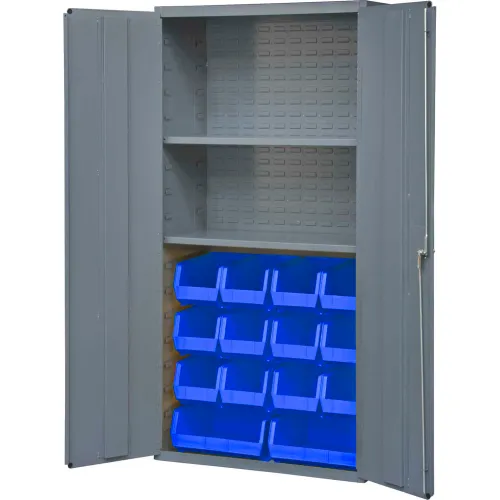 Durham Storage Bin Cabinet 3602-BLP-14-2S-5295 - 14 Blue Hook-On Bins 2 ...
