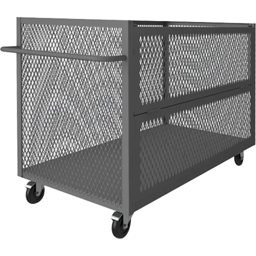 Durham Mfg® 3 Sided Mesh Truck, Steel, 1400 lb. Capacity, 66-1/2 "L x ...