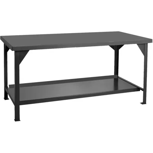 Durham Fixed Height Welded Steel Workbench - Lower Shelf - 48"W x 30"D ...