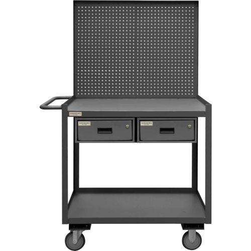 Durham Mfg. Mobile Service Cart w/ Panel, 2 Drawers & 2 Shelves, 42-1/4 ...