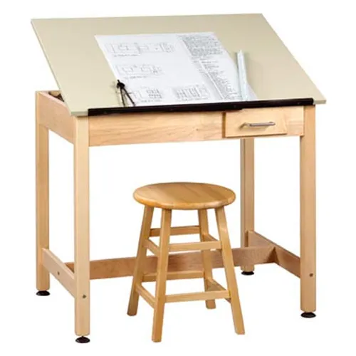 Drafting Table 36"L x 24"W x 30"H - 1 Piece Top - Small Drawer