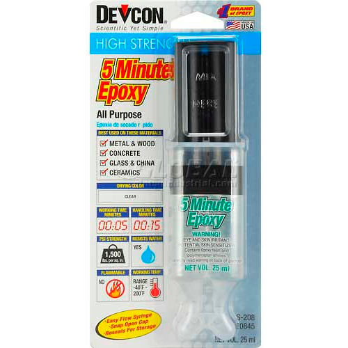 Devcon® 5 Minute® Fast Drying Epoxy (S-208), 20845, 25ml Syringe