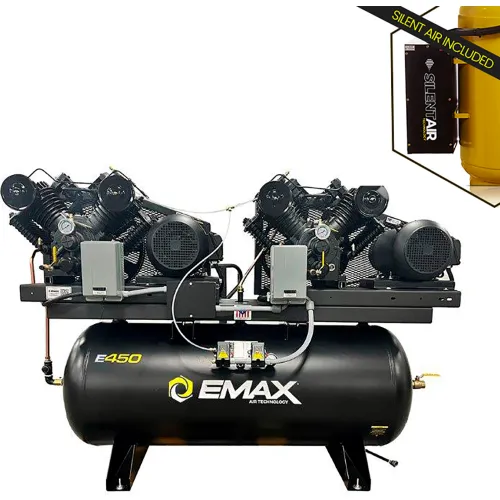 EMAX Two Stage Duplex Silent Air Compressor, 7-1/2 HP, 120 Gallon ...