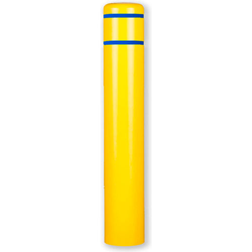 Post Guard® Bollard Cover 10 7/8" Dia. x 60" H, Yellow/Blue Tape