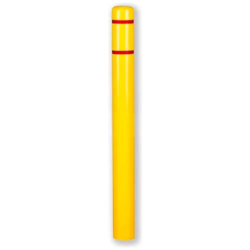 Post Guard® Bollard Cover CL1385D, 4-1/2"Dia. X 52"H, Yellow W/Red Tape