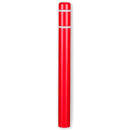 Post Guard® Bollard Cover CL1385P, 4-1/2"Dia. X 52"H, Red W/White Tape