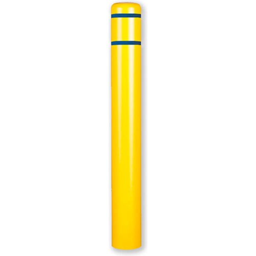 Post Guard® Bollard Cover 7"Dia. x52" H, Yellow/Blue Tape
