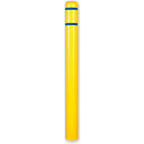 Post Guard® Bollard Cover 7"Dia. x 72" H, Yellow/Blue Tape