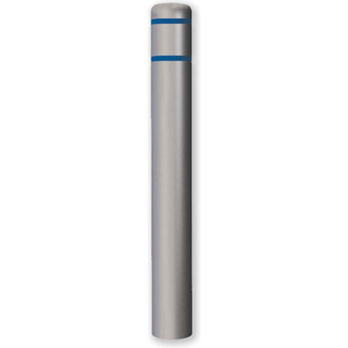 Post Guard® Bollard Cover 7"Dia. x52" H, Grey/ Blue Tape