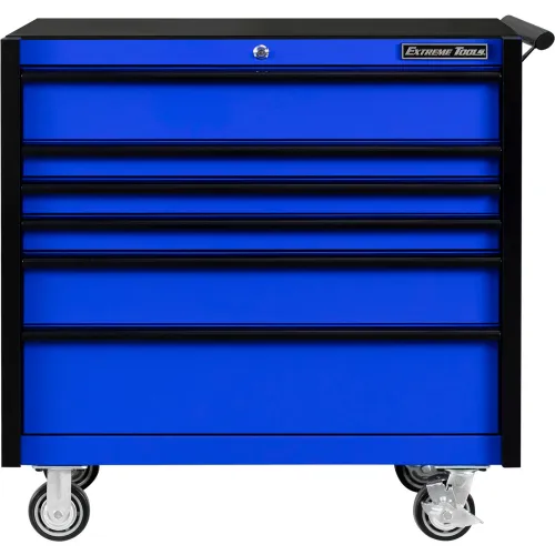 Extreme Tools DX Roller Cabinet, 6 Drawers, 41"W x 25"D x 41-13/16"H, Blue with Black Drawer Pulls