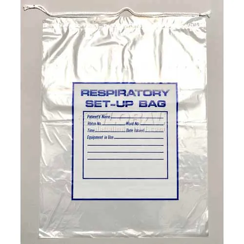 Respiratory Setup Bags W/ Drawstring, 12"W x 16"L, 2 Mil, Clear, 500/Pack