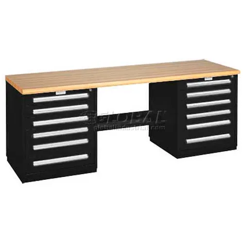 Modular Drawer Bench - 8' -Two Modular Cabinets, Black