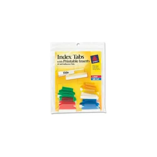 Avery® Self-Adhesive Index Tabs with Printable Inserts, 1" Width ...