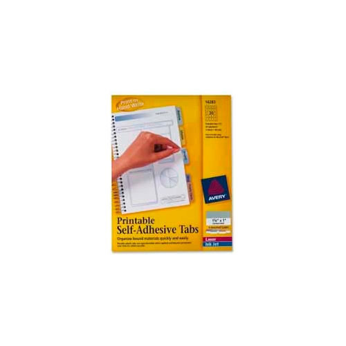 Avery® Printable Self-Adhesive Tabs, 1-3/4" Width, Assorted, 80 Tabs/Pack