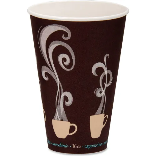 SOLO® Thermoguard Paper Hot Drink Cups, 16 oz. Cap, Steam Print Design ...