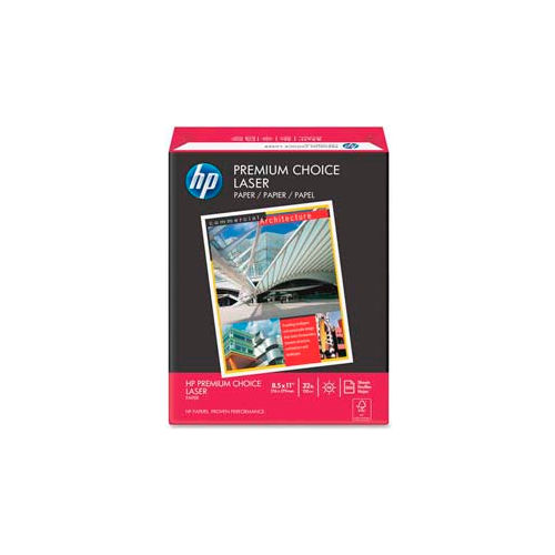 HP® Premium Choice Laser Paper, 8-1/2" x 11", 32 lb, White, 500 Sheets/Ream