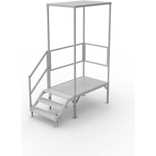 EZ-ACCESS FORTRESS OSHA Stair System 23"-34"H Adj. with Canopy, 40-1/2 ...