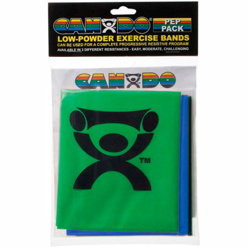 CanDo® Low Powder Exercise Band PEP™ Pack, 4' Band, Moderate - Green ...