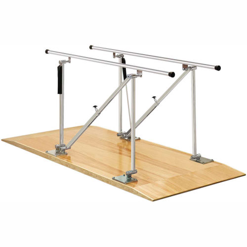 Deluxe Wood Platform Mounted Parallel Bars, Height Adjustable, 7' L
