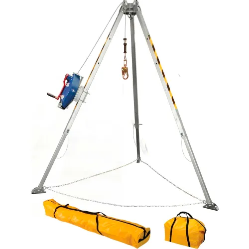 FallTech® 7508 Adjustable 8' Aluminum Confined Space Tripod Kit w/ 3 ...