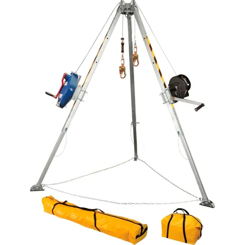 FallTech® 7509 Adjustable 8' Aluminum Confined Space Tripod Kit w/ 3 ...