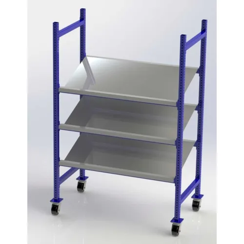 UNEX FCMTPS52283 Flow Cell Mobile Tray Rack, 3 Tilted Steel Shelves, 52 ...