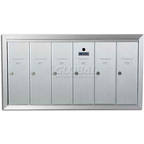 Recessed Vertical 1250 Series, 6 Door Mailbox, Anodized Aluminum