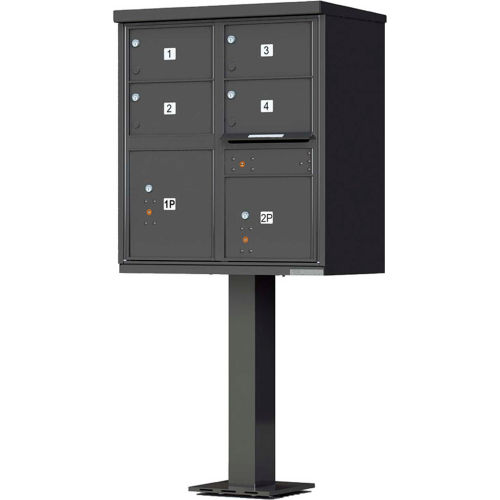 Vital Cluster Box Unit, 4 Mailboxes & 2 Parcel Lockers, Dark Bronze