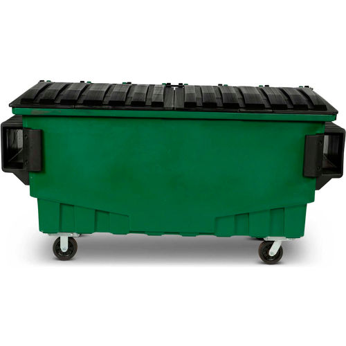 Toter 1 Cubic Yard Front Loading Dumpster W/ Bumpers, Waste Green ...