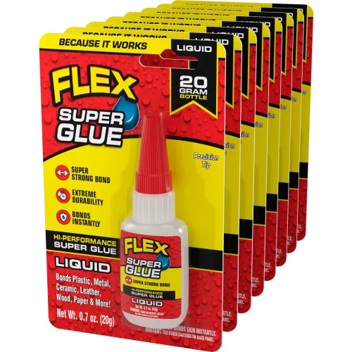 Flex Seal® Flex Super Glue™, 20g Liquid Bottle, Clear, 8/Case - Pkg Qty 8