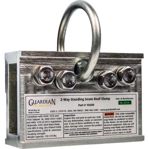 Guardian Universal Standing Seam Roof Clamp, 2-Way, Galvanized Steel ...
