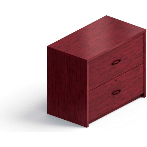 Global™ Lateral File Cabinet - Quartered Mahogany - Genoa Series