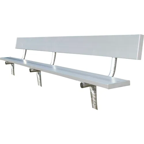 15' Aluminum Team Bench w/ Back, In Ground Mount