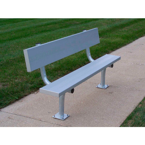 6' Aluminum Team Bench w/ Back, Surface Mount
