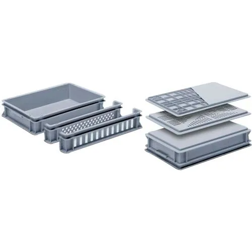 Georg UTZ RAKO Stacking Container, 24"L x 16"W x 4-11/16"H, Silver Gray ...