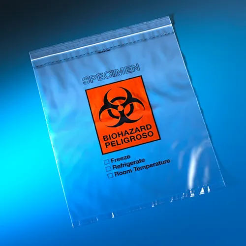 Biohazard Specimen Transport Bag, 12 x 15, Zipper with Score Line and ...