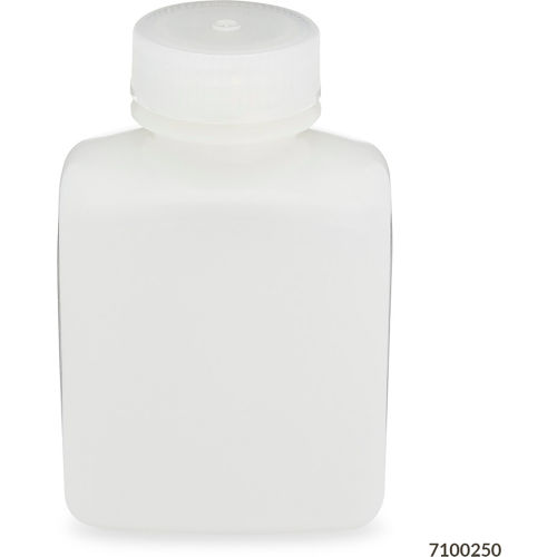 Bottle, Rectangular, HDPE , 38mm Polypropylene Screw Cap, 250mL (8oz), 12/Pack