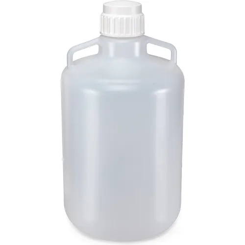 Carboy, Round with Handles, LDPE, White Polypropylene Screwcap, 20 Liter, Molded Graduations