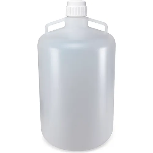 Carboy, Round with Handles, LDPE, White Polypropylene Screwcap, 50 Liter, Molded Graduations