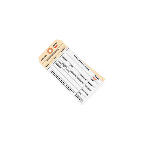2 Part Carbonless Stub Style Inventory Tags, 0001-0499, #8, 6-1/4"L x 3 ...