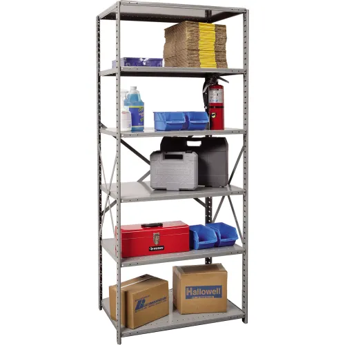 Hallowell® Hi-Tech Open Style Shelving, Sway Braces, 6 Shelves, 36"W x ...