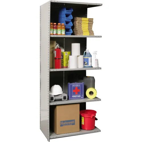 Hallowell Hi-Tech Closed Style Metal Shelving, 5 Shelves, Add-On Unit ...