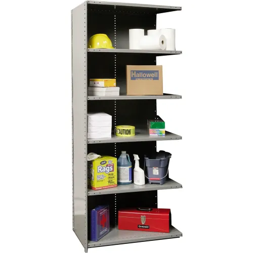 Hallowell Hi-Tech Closed Style Metal Shelving, 6 Shelves, Add-On Unit ...